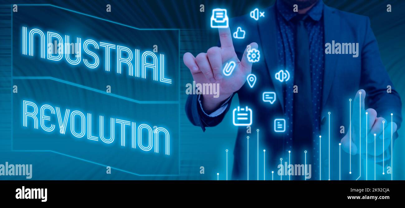 Text sign showing Industrial Revolution. Business concept changes in ...