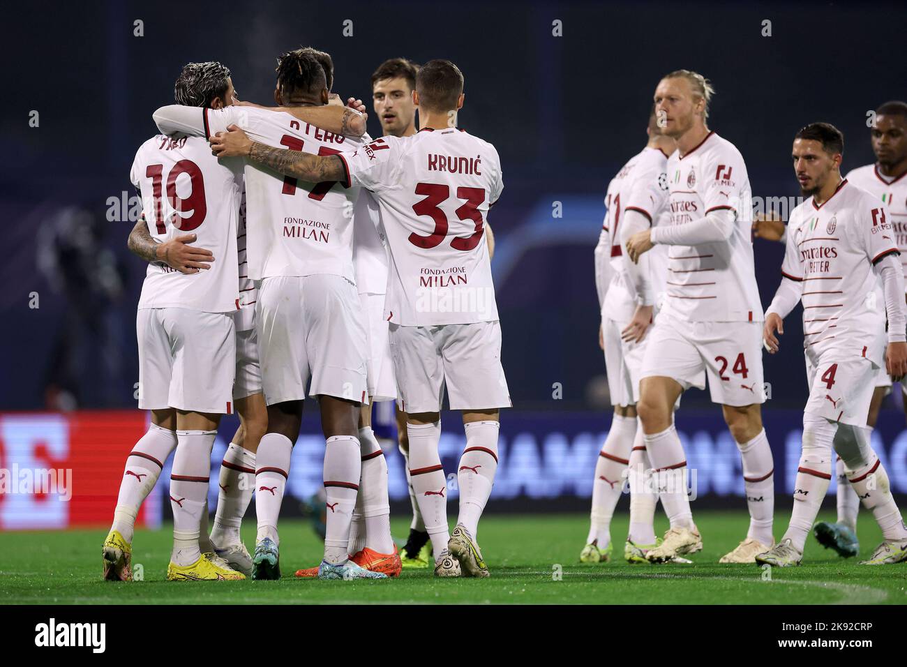 ZAGREB, CROATIA - OCTOBER 25: Rafael Leao of AC Milan celebrates ...