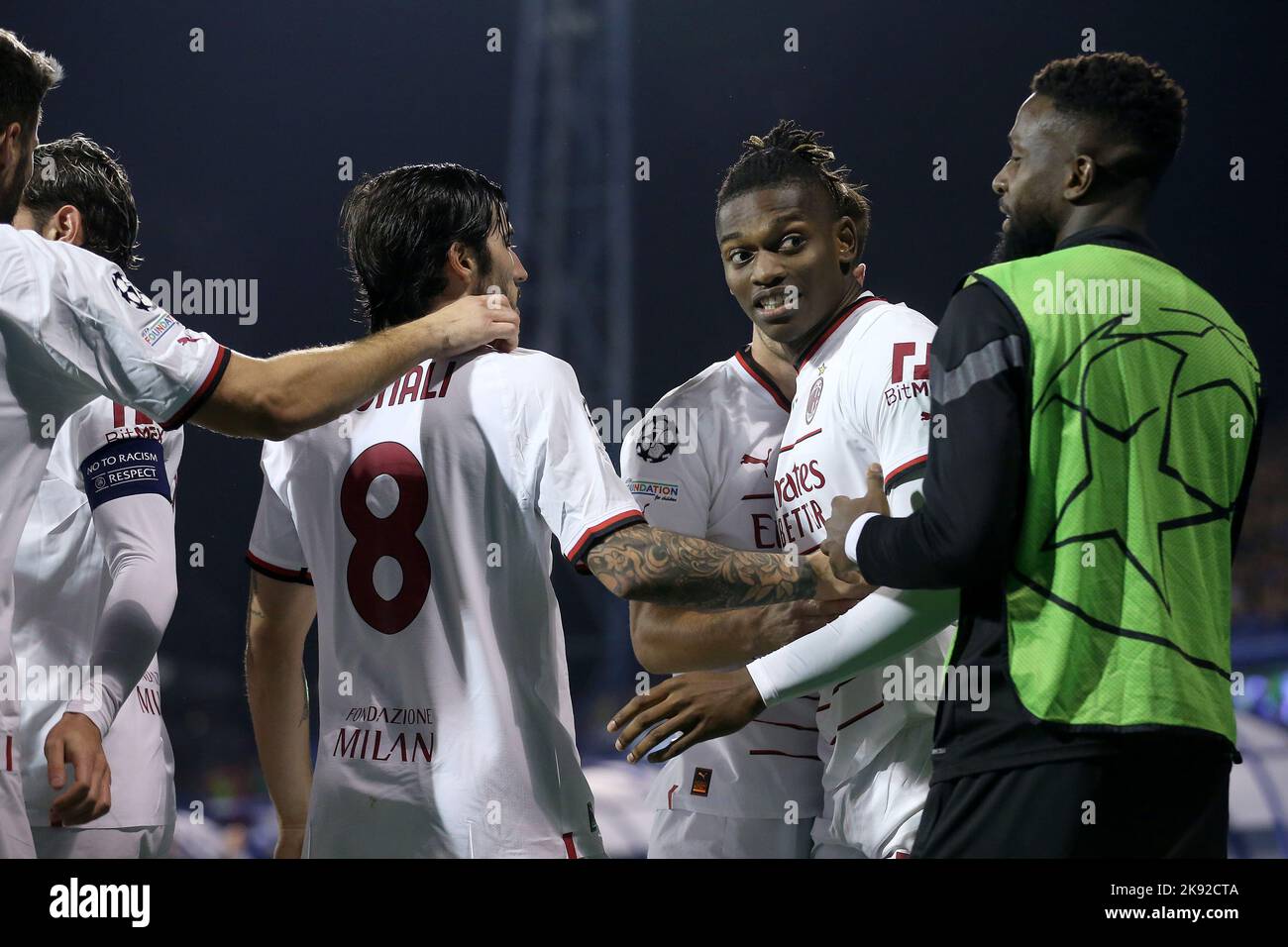 ZAGREB, CROATIA - OCTOBER 25: Rafael Leao of AC Milan celebrates ...