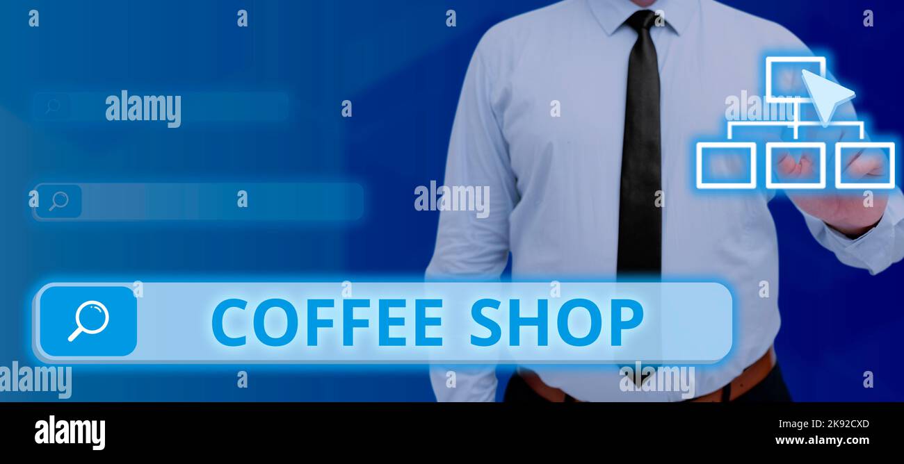 Sign displaying Coffee Shop. Word Written on a restaurant that ...