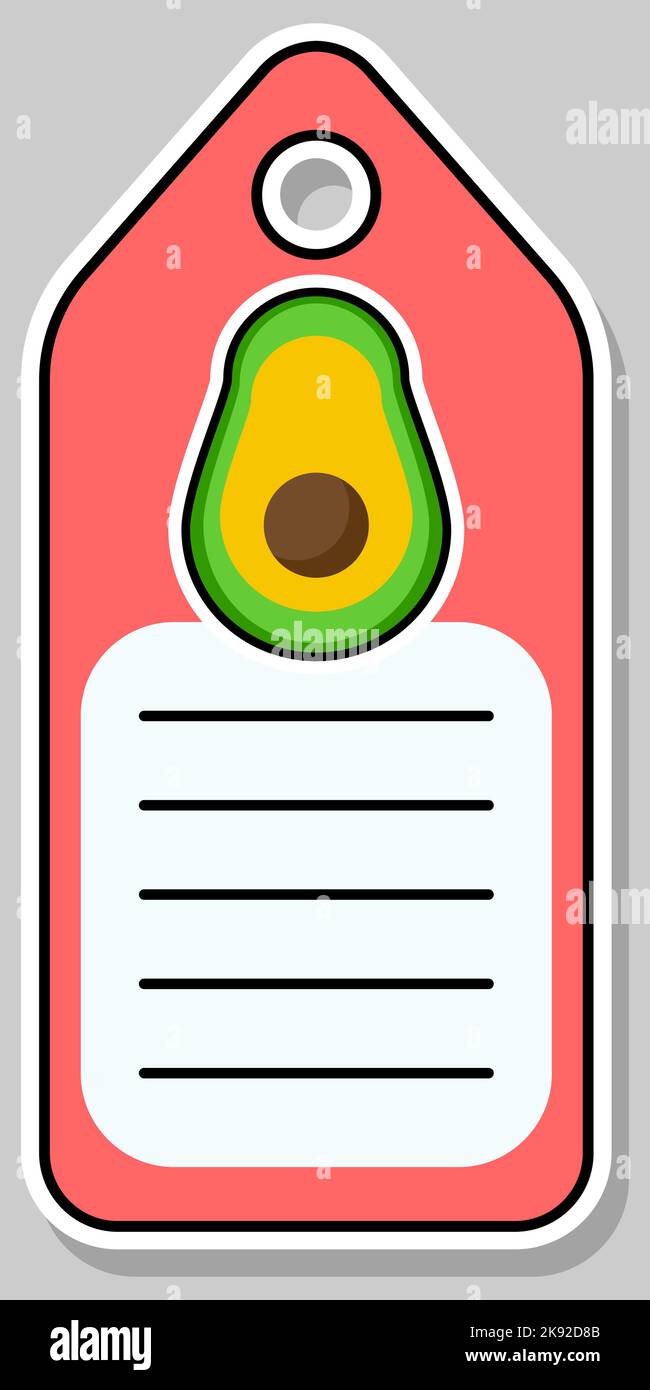 Cartoon avocado. Notebook label. Note label. Vector stickers Stock ...