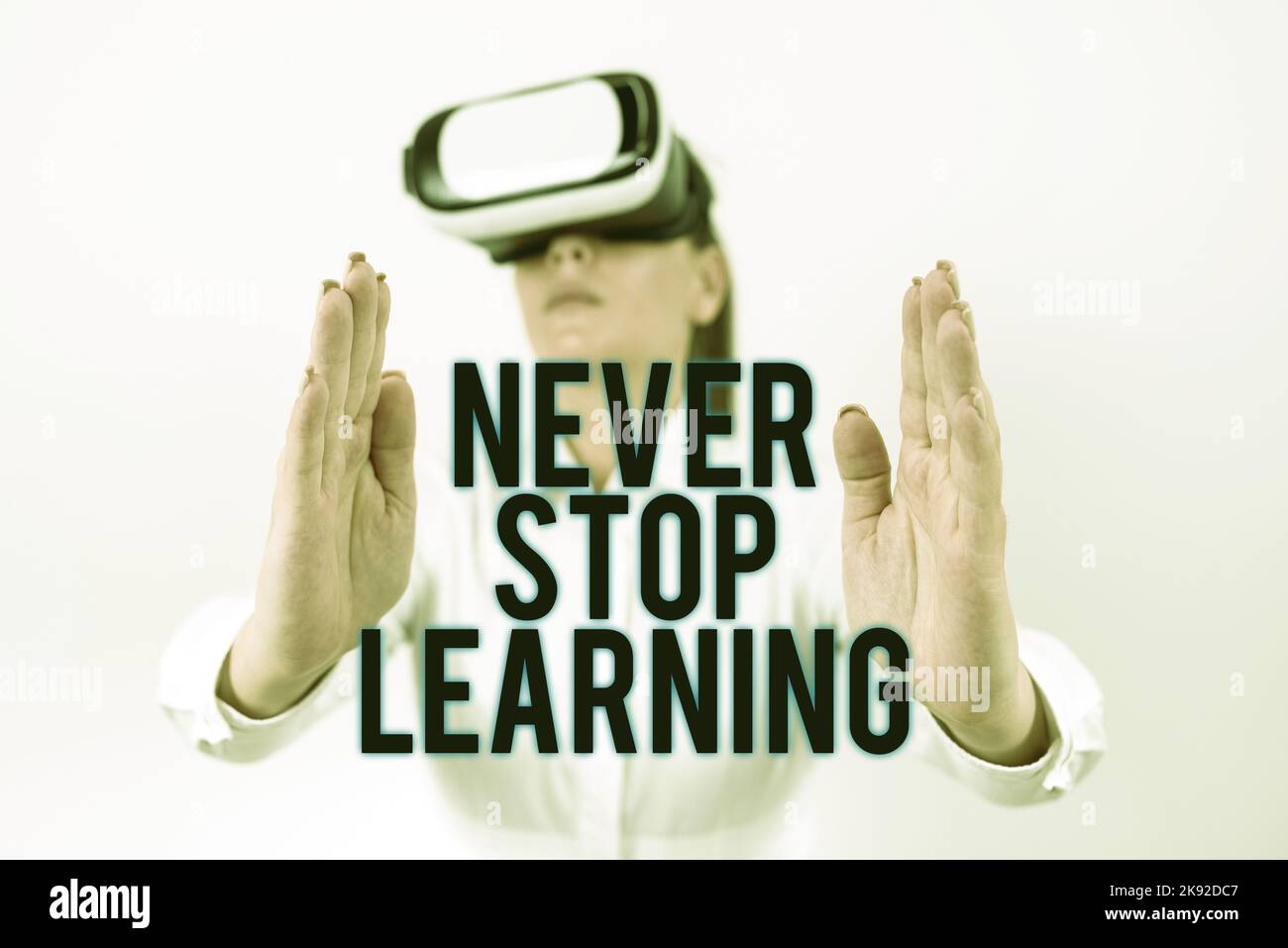 Writing displaying text Never Stop Learning. Internet Concept continuous education and ...