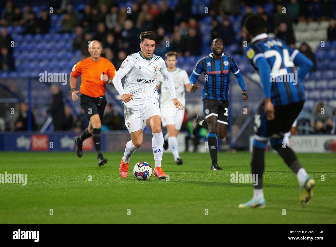 Josh Hawkes in possession during the Sky Bet League 2 match Tranmere ...