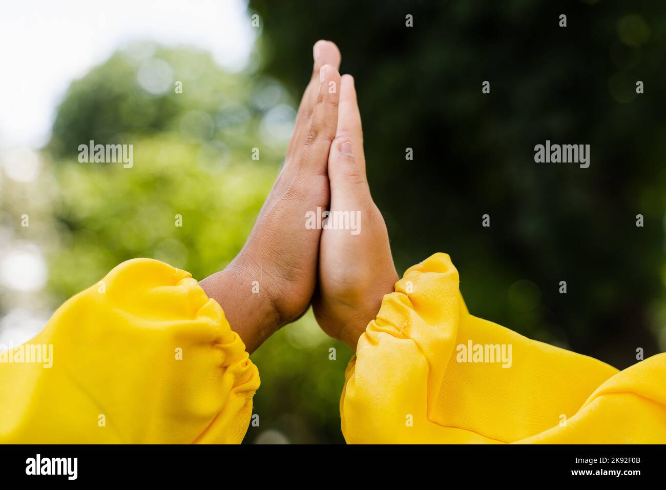 Clap hands and give five close-up. Black african and caucasian hands ...