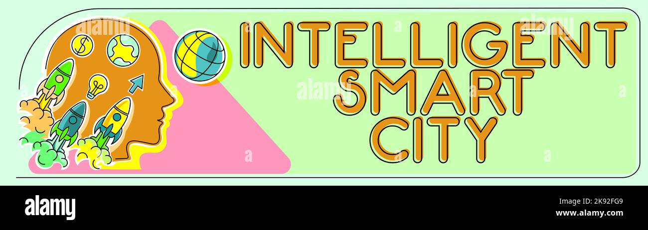 Sign displaying Intelligent Smart City. Business showcase Urban ...
