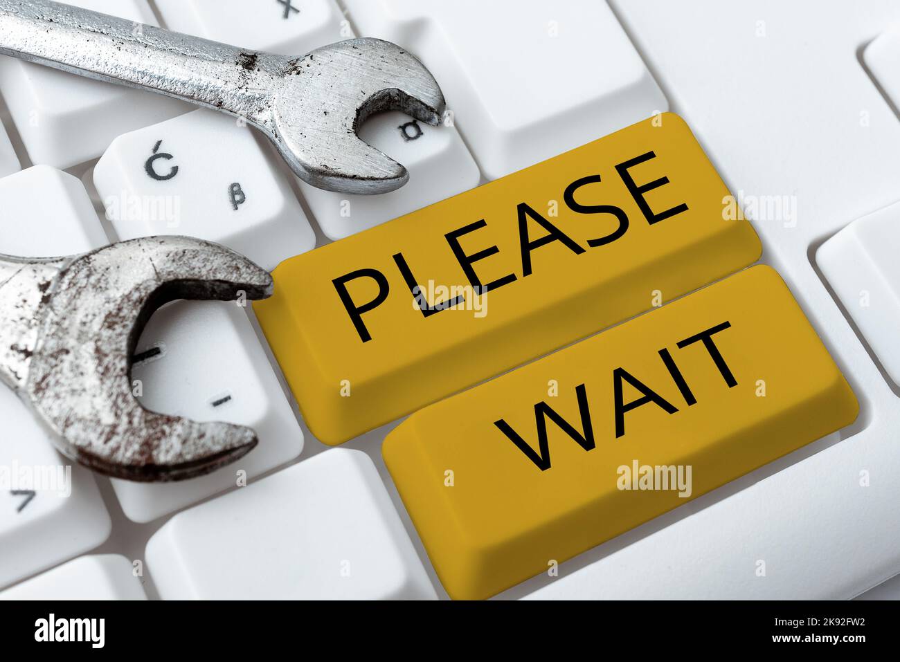 Text showing inspiration Please Wait. Business approach to pause any implemented action ...