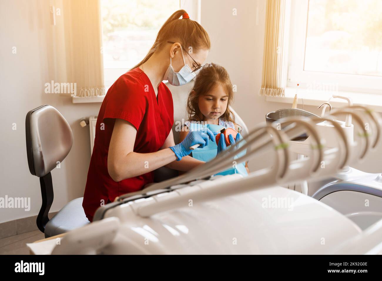 Oral hygiene lesson of jaw anatomical model for child in dentistry ...