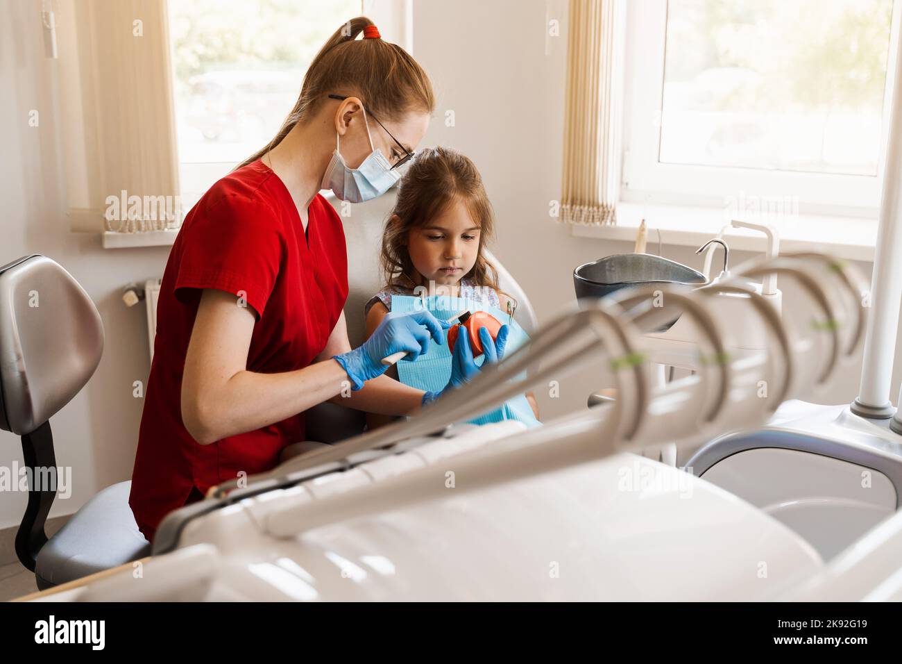 Oral hygiene lesson of jaw anatomical model for child in dentistry ...