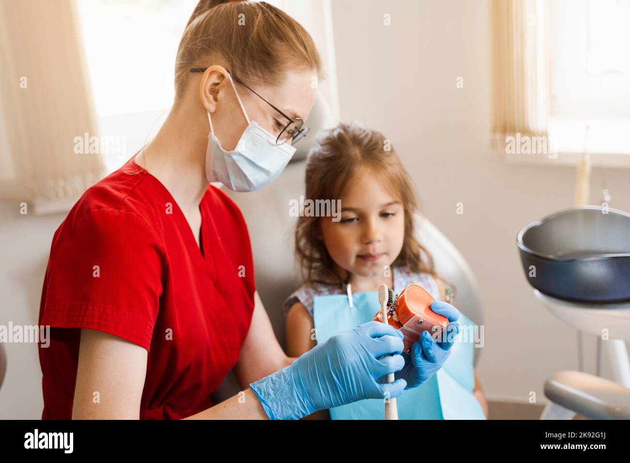 Oral hygiene lesson of jaw anatomical model for child in dentistry ...