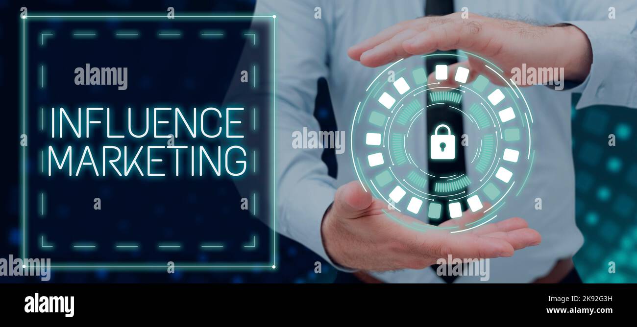 Hand writing sign Influence Marketing. Concept meaning form of social ...