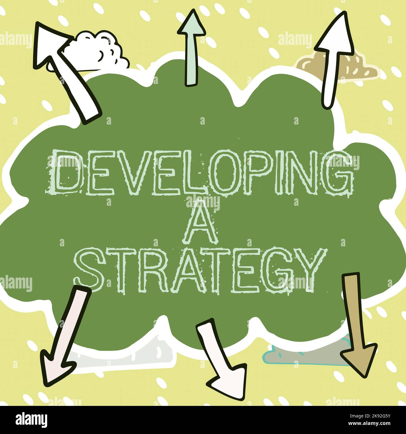 Text caption presenting Developing A Strategy. Business showcase ...