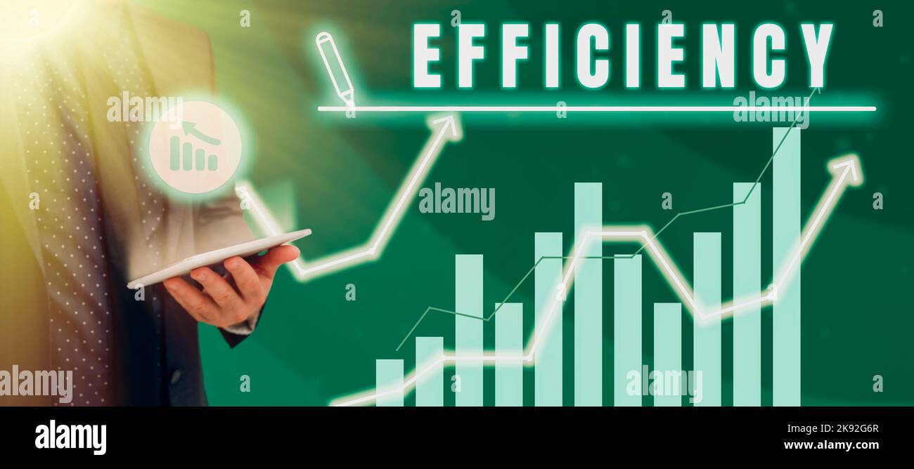 Text showing inspiration Efficiency. Concept meaning ability to prevent ...