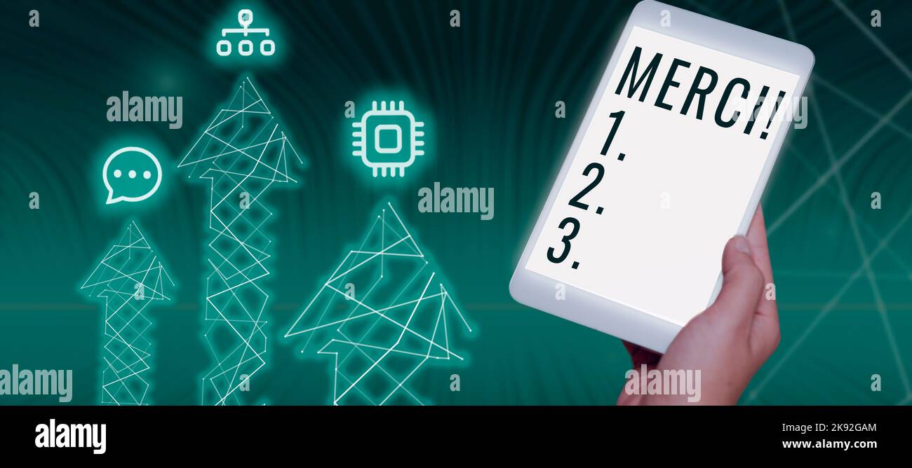 Inspiration showing sign Merci. Business approach thank you in French ...