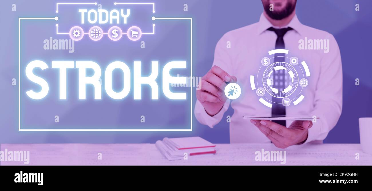 Handwriting text Stroke. Concept meaning caused by bleeding into brain ...