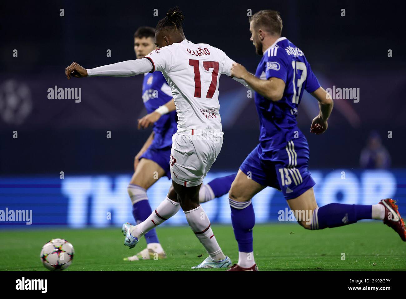 ZAGREB, CROATIA - OCTOBER 25: Rafael Leao of AC Milan in action during ...