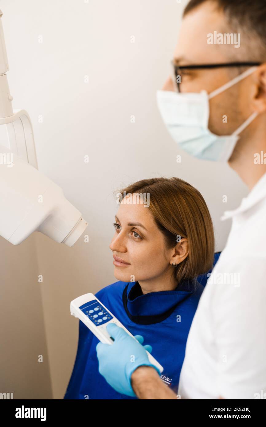 Teeth x ray scanning for detect toothache and treat roots. Dentist do x ...