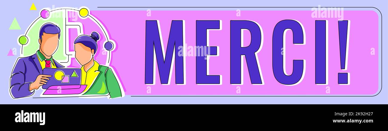 Text showing inspiration Merci. Business showcase thank you in French ...