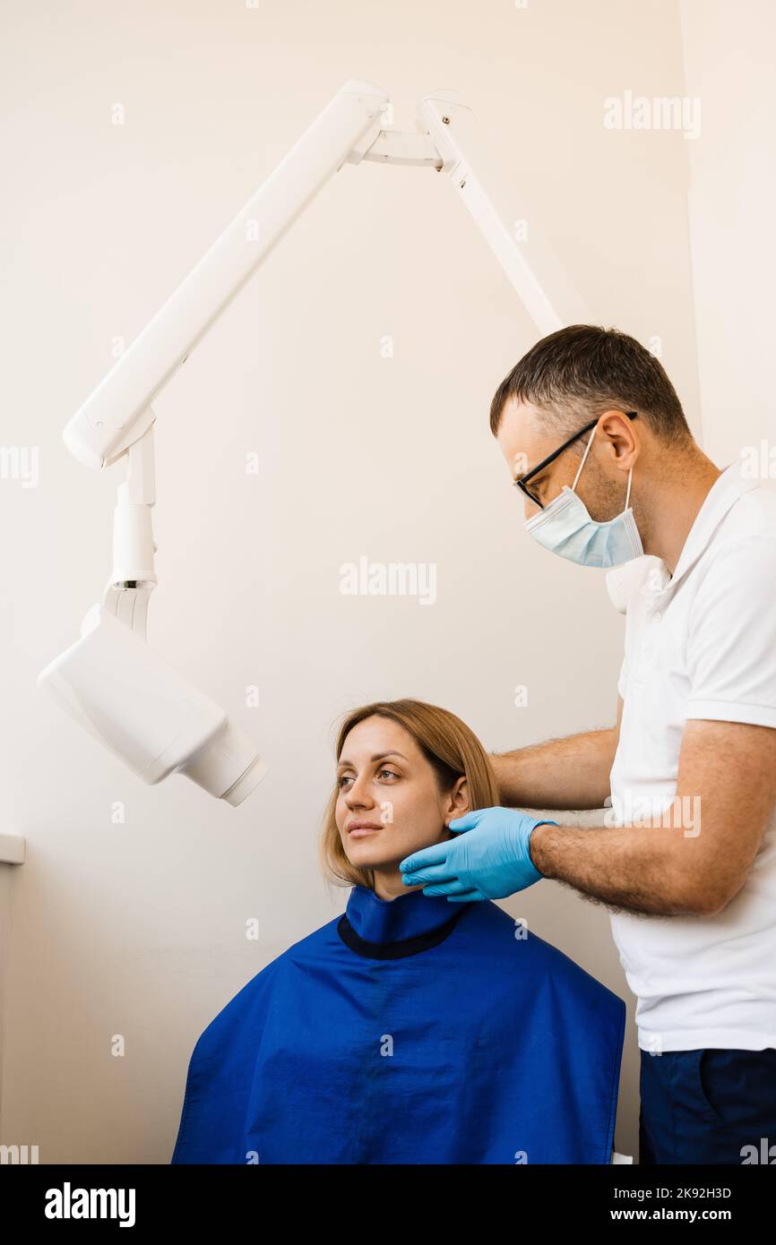 Teeth x ray scanning for detect toothache and treat roots. Dentist do x ...