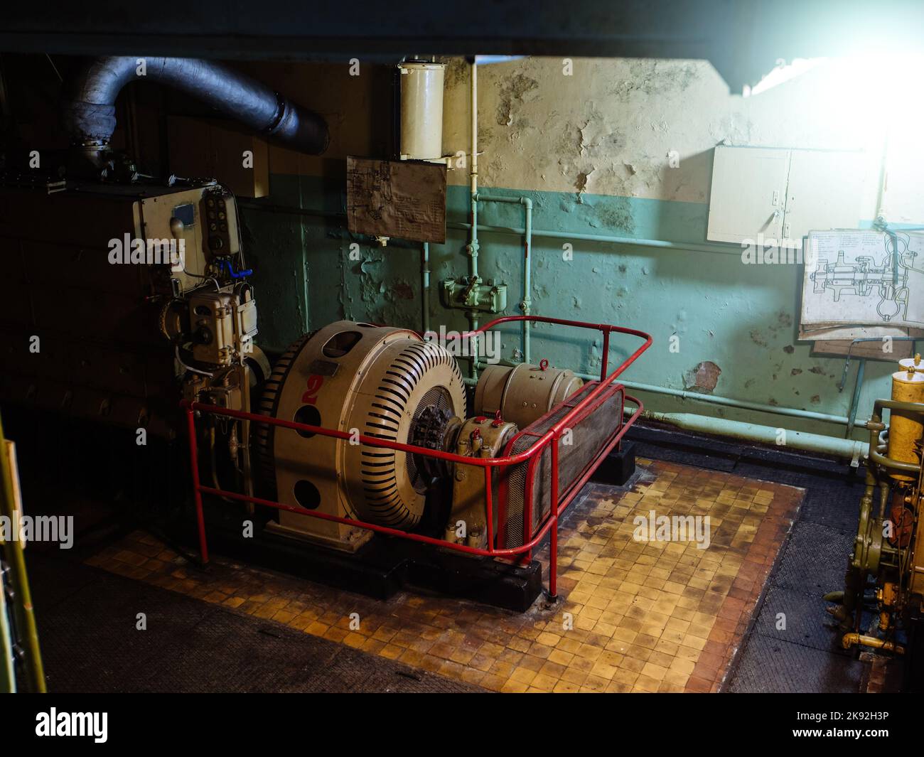 Old rusty diesel power generator in abandoned Soviet bunker Stock Photo ...