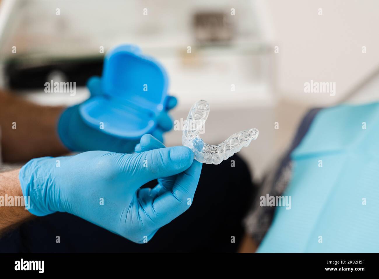 Clear aligner for bite correction and shape of teeth close-up ...