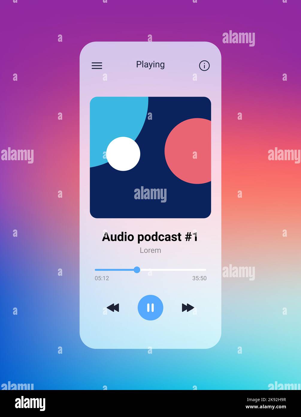 Music podcast player app template interface. Audio mobile podcast music ...