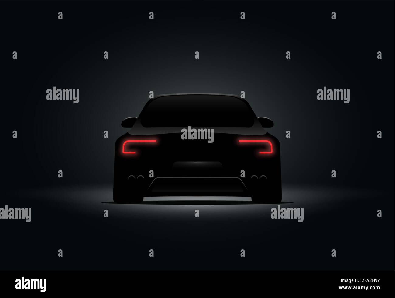 Back car light brake red vector design in black background. 3d car ...