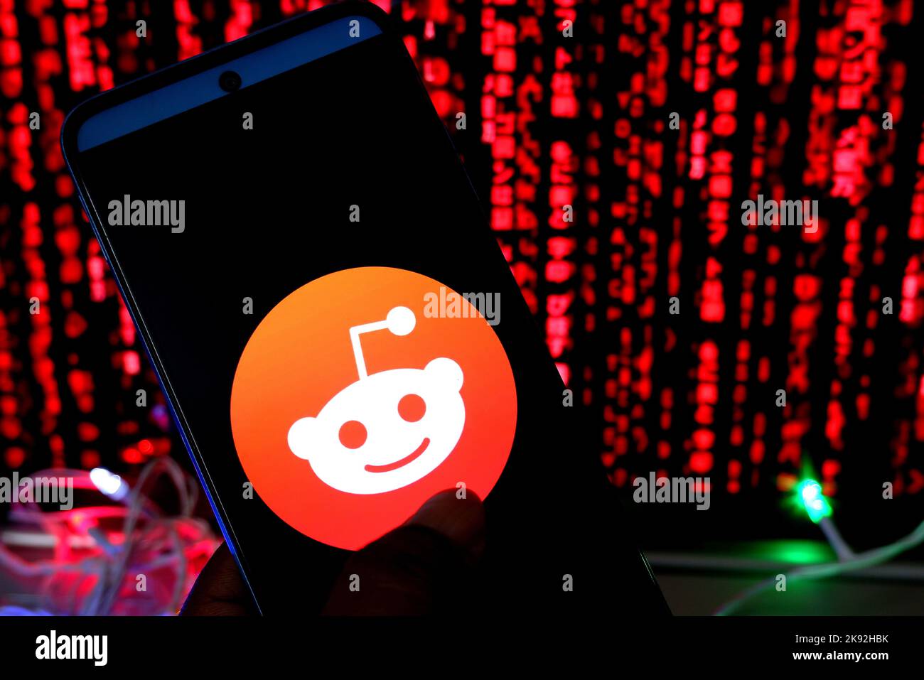 In this photo illustration, a Reddit logo is displayed on a smartphone ...