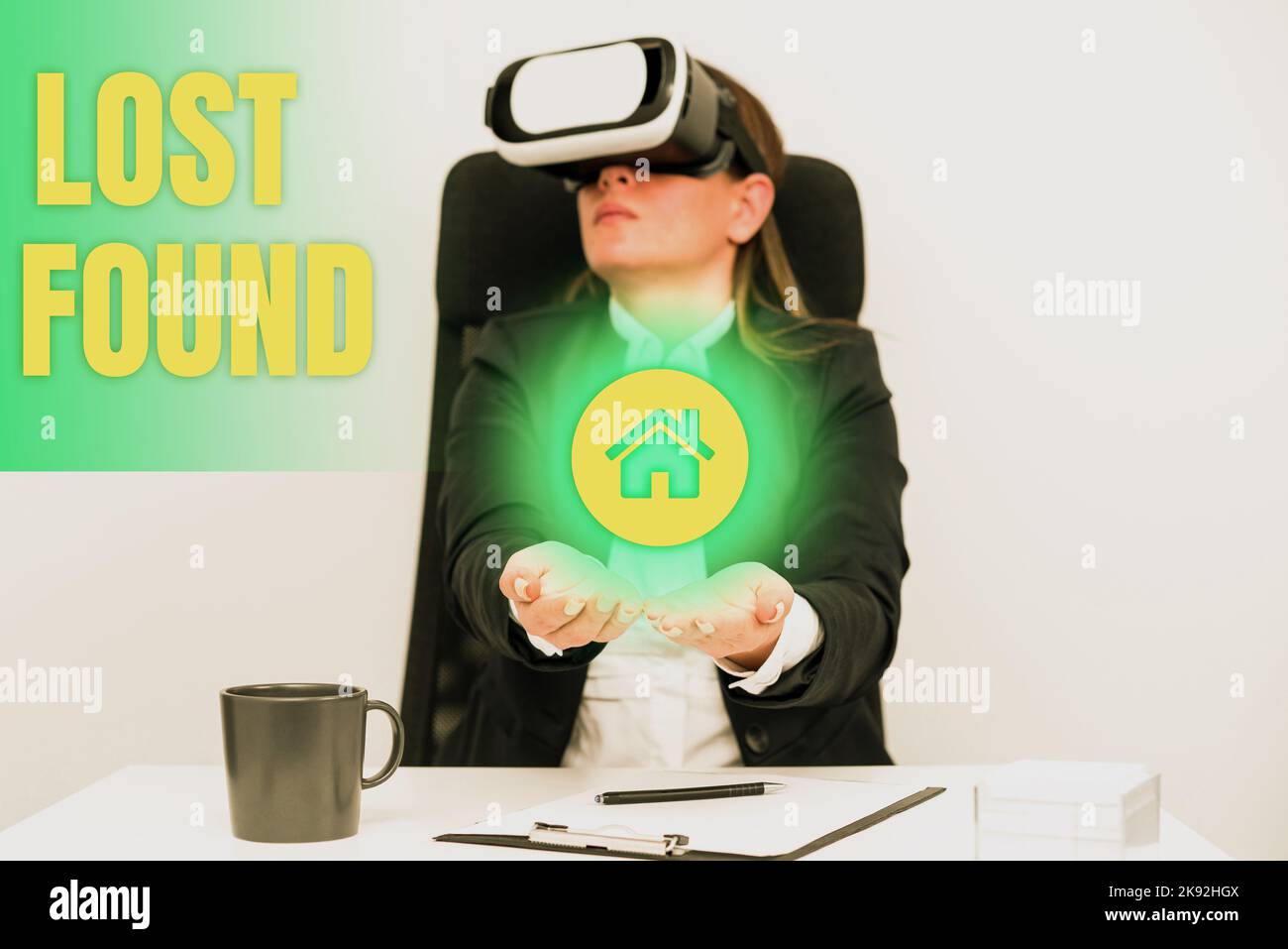 Text caption presenting Lost Found. Concept meaning Things that are ...