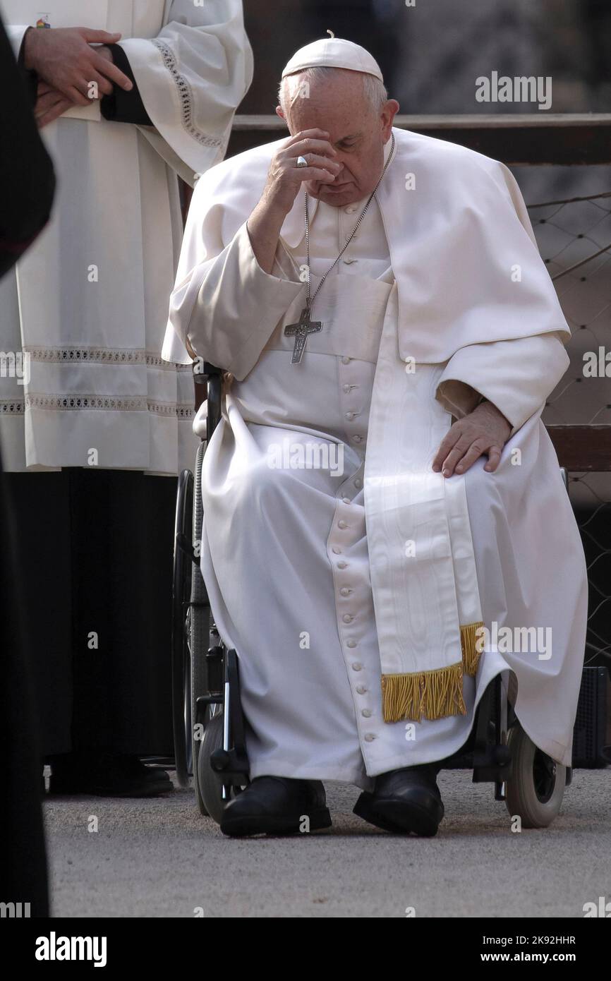 Rome, Italy, 25 October 2022. Pope Francis attends the final ceremony ...