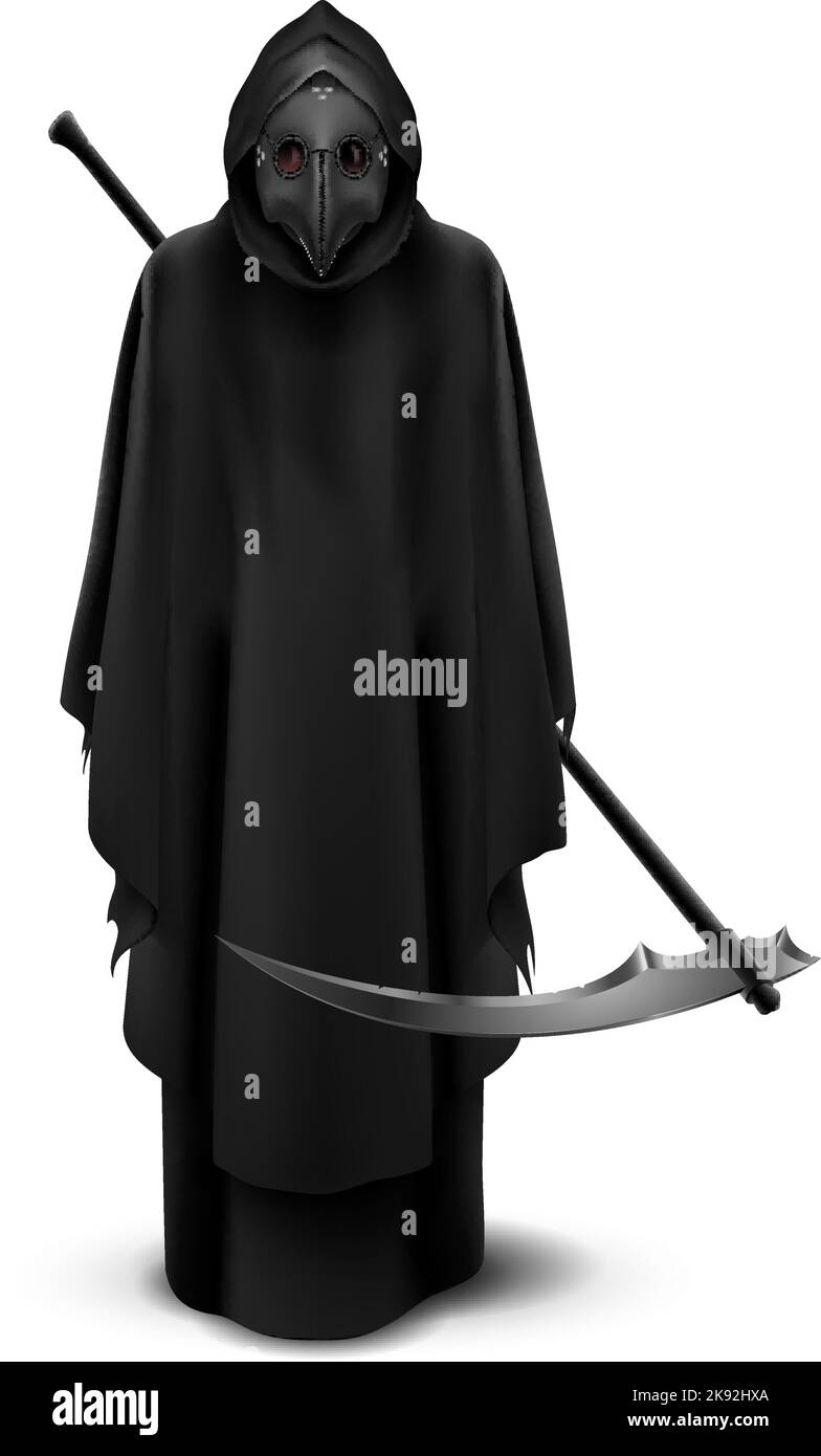 Plague Doctor With Bird Mask And Scythe In His Hands Medieval Death Symbol Plague Doctor Mask