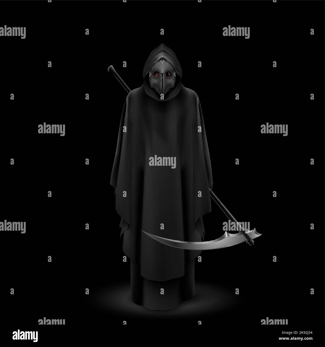 Plague Doctor With Bird Mask And Scythe In His Hands Medieval Death Symbol Plague Doctor Mask