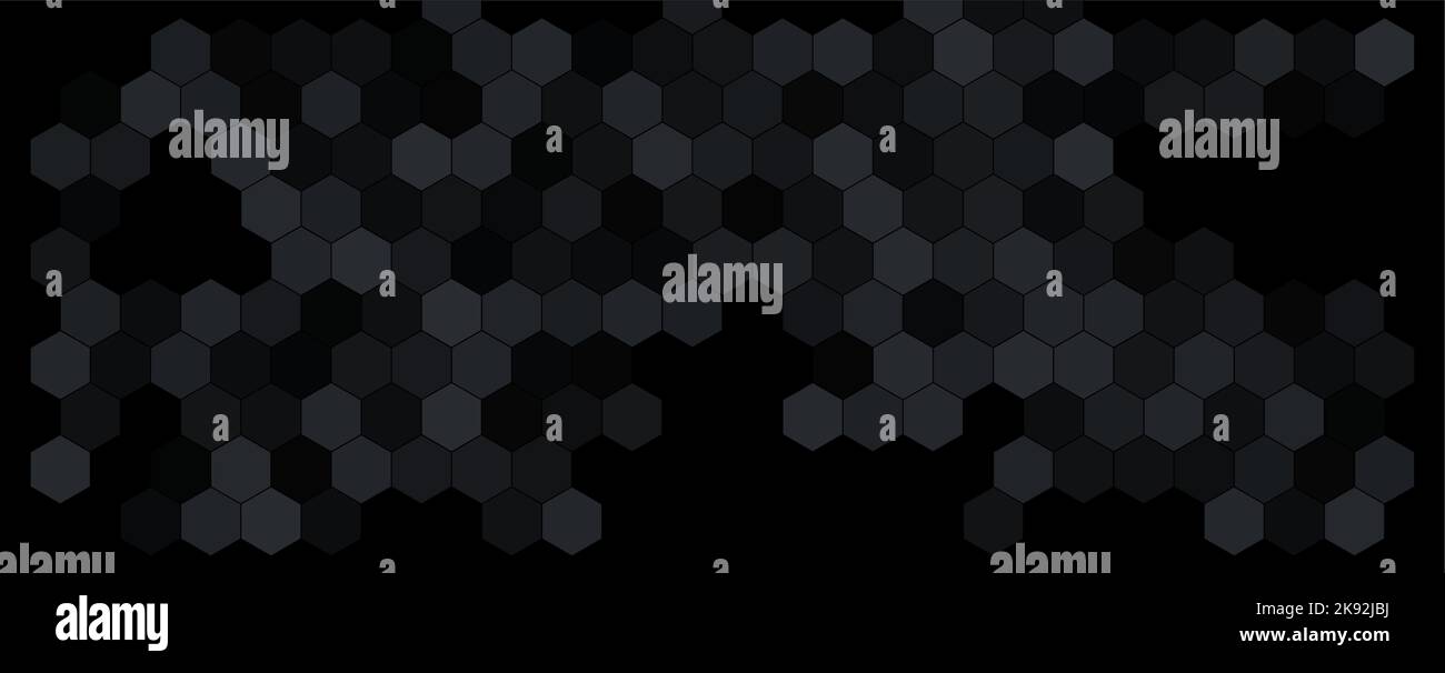 Hexagonal abstract technology grey black background. Honeycomb science ...
