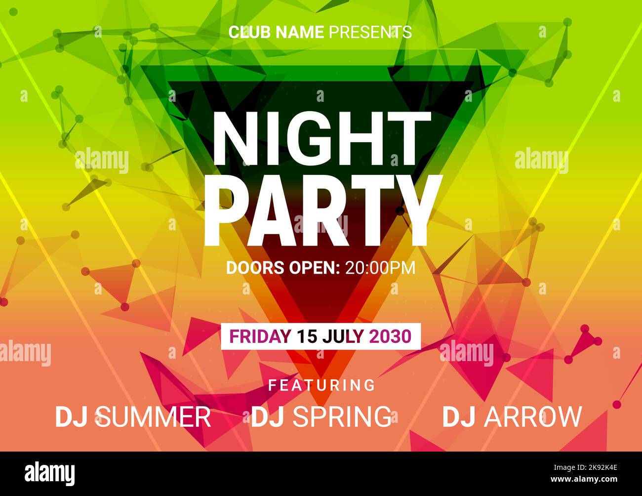 Dance music night poster background. Night club music concert DJ flyer ...