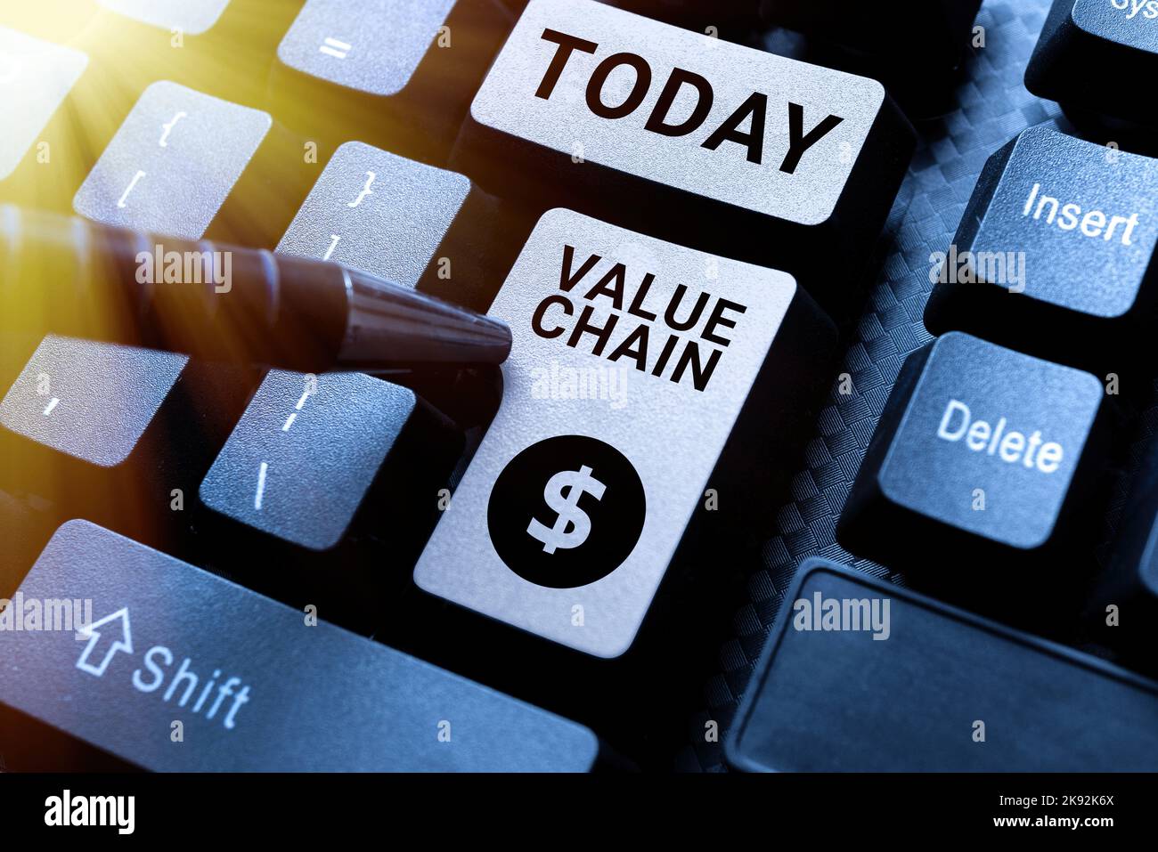 Inspiration showing sign Value Chain. Internet Concept set of ...