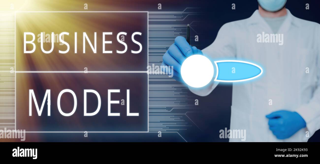 Text caption presenting Business Model. Business showcase model showing ...