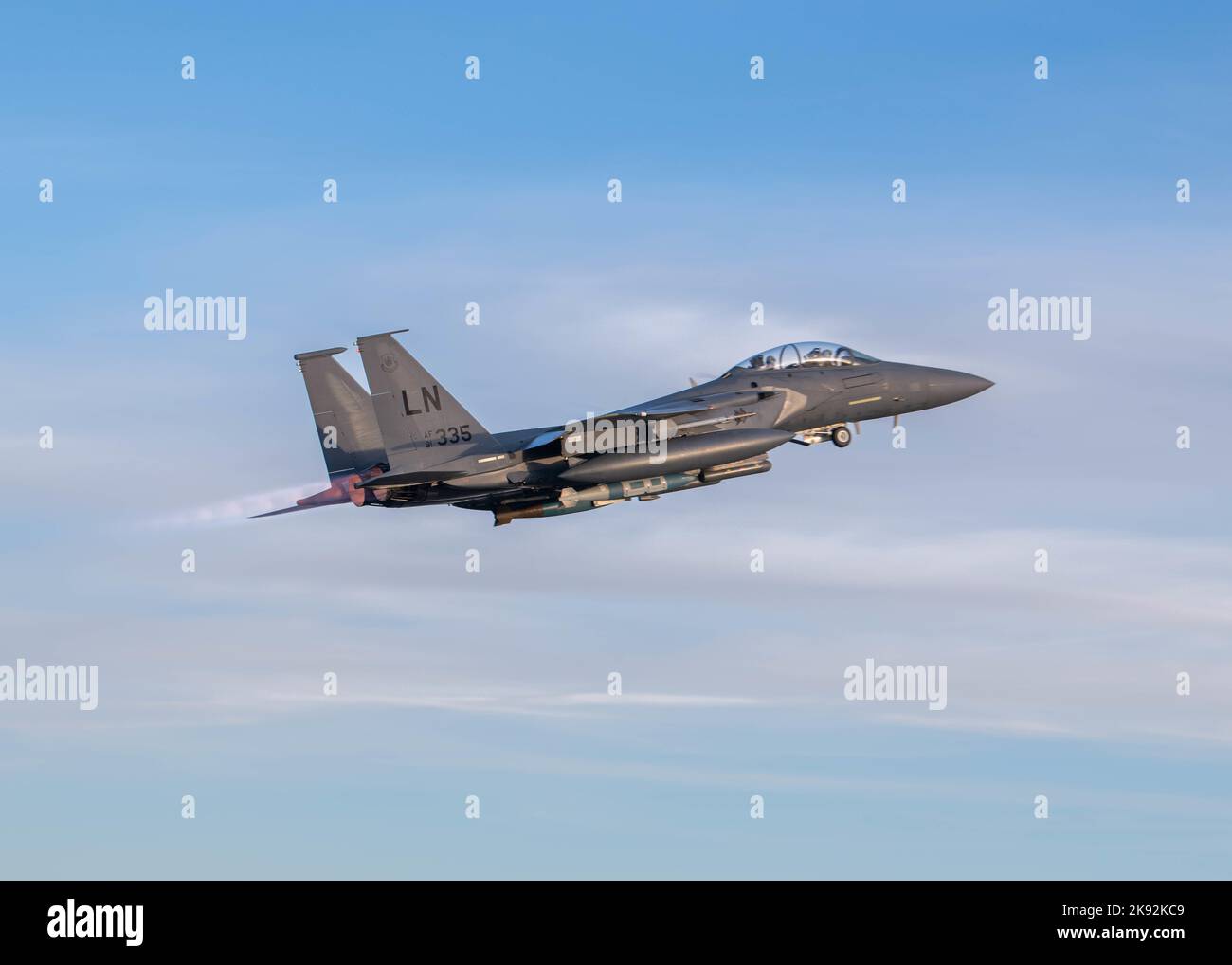 A U.S. Air Force F-15E Strike Eagle assigned to the 48th Fighter Wing ...