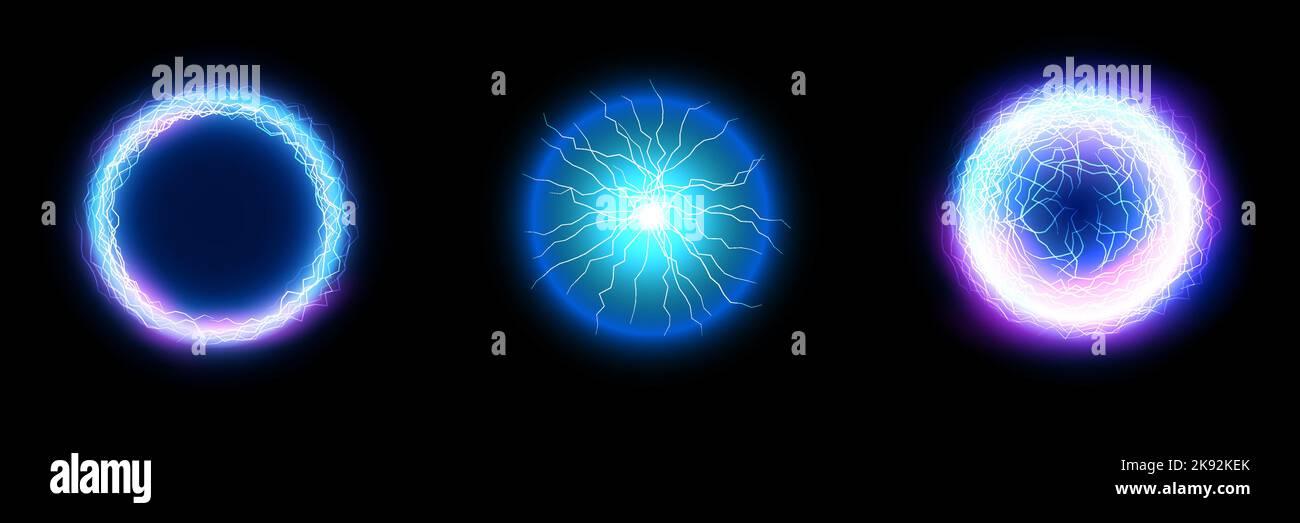 Electric lightning ball energy magic effect burst sphere. Vector power ...
