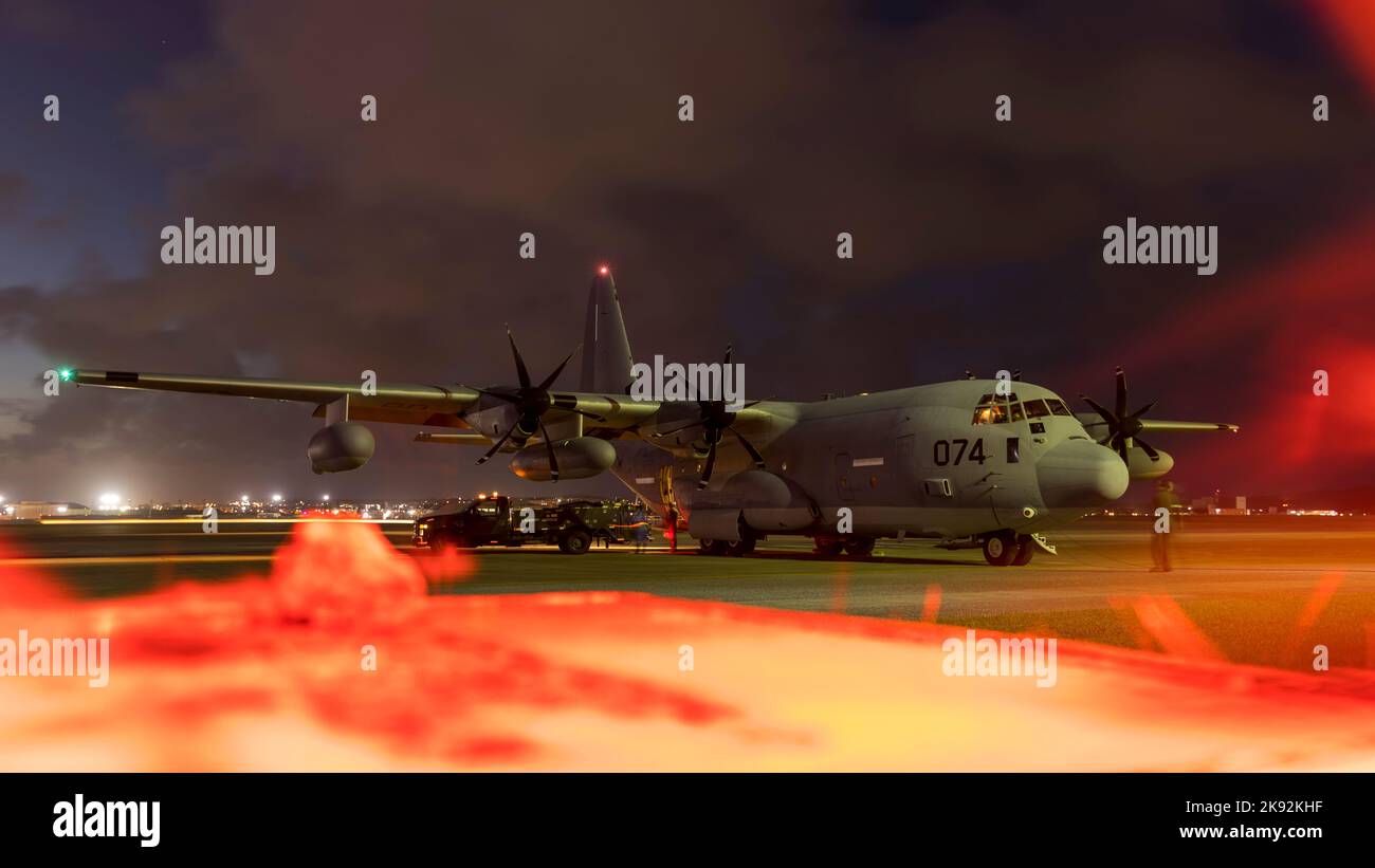 A U.S. Marine Corps KC-130J Super Hercules aircraft with Marine Aerial ...