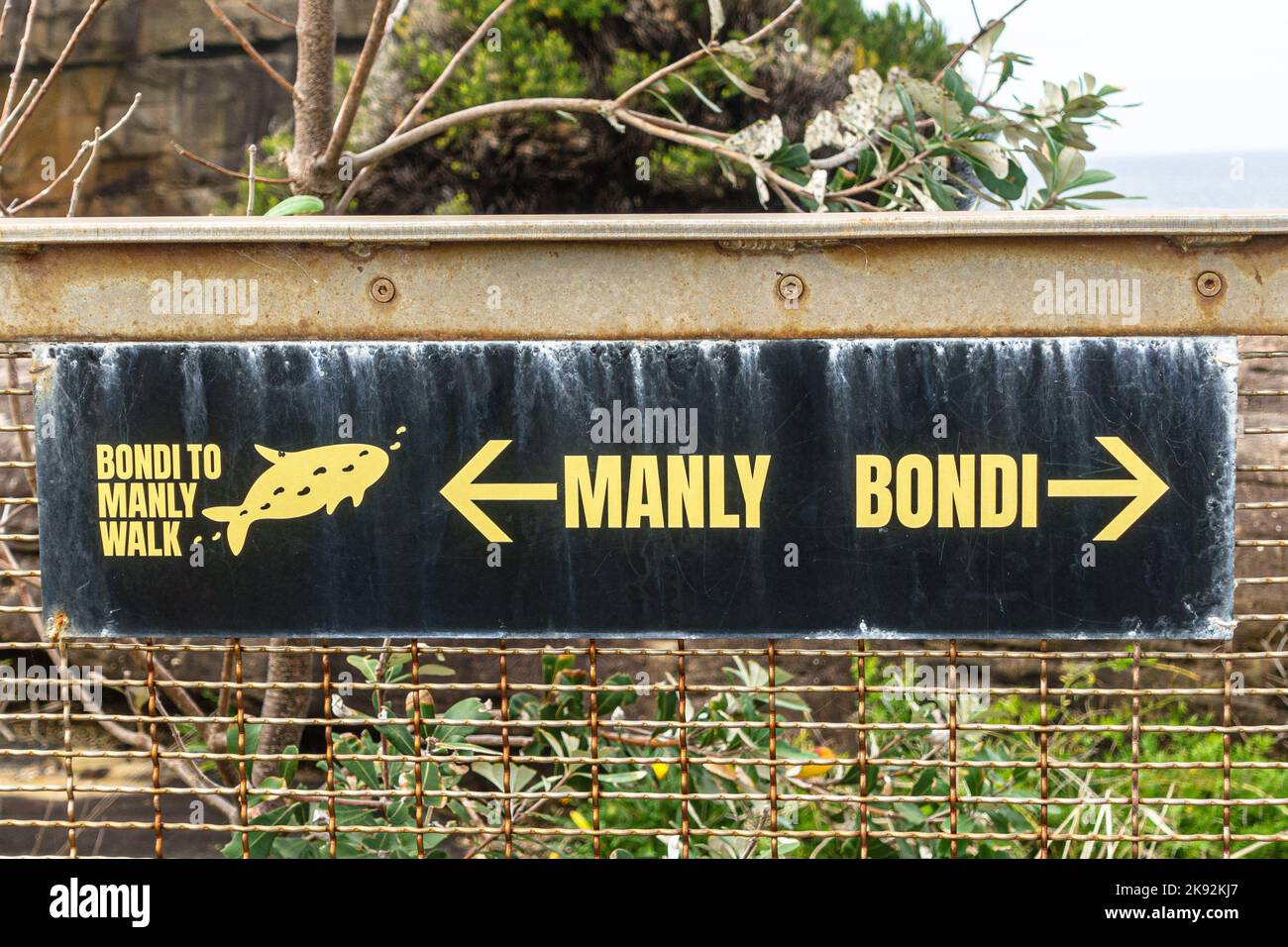 A sign for the Bondi to Manly Walk located at The Gap in Watson's Bay ...