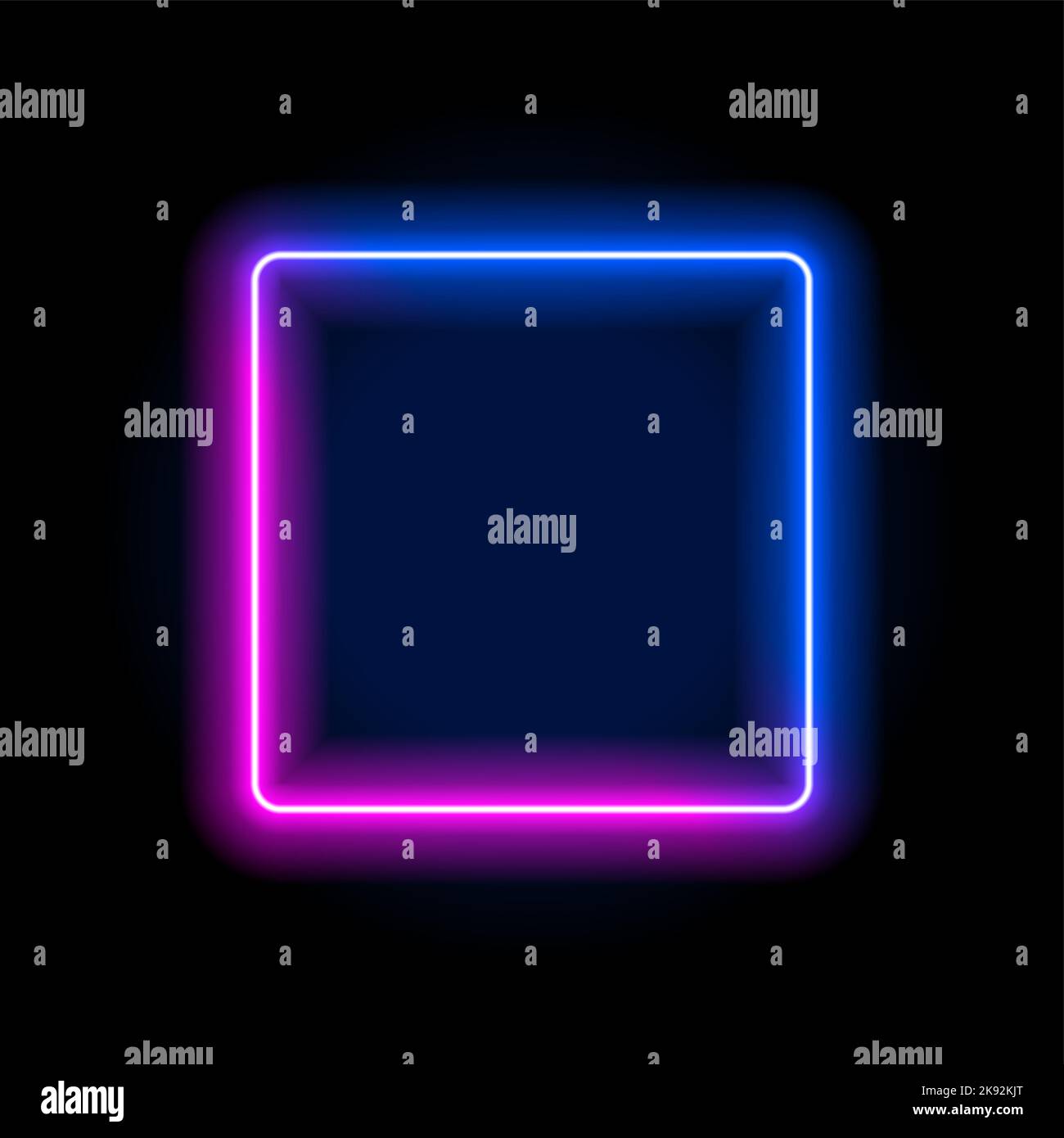 Neon light frame box line rectangle background. Led neon glow vector ...