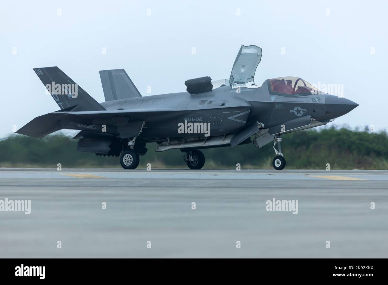 A U.S. Marine Corps F-35B Lightning II aircraft with Marine Fighter ...