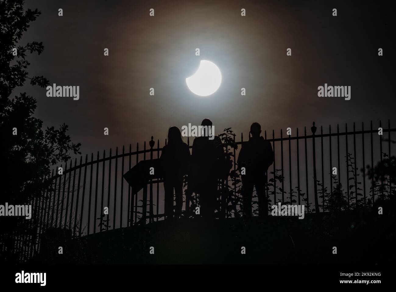 London, UK. 25th October, 2022. UK Weather: Partial solar eclipse seen ...