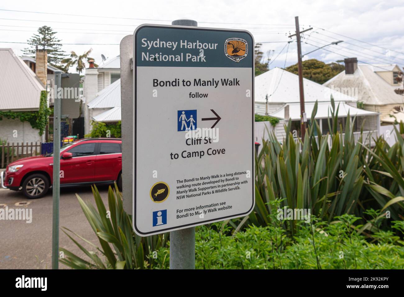 A sign for the Bondi to Many Walk in the Watson's Bay area of Sydney ...