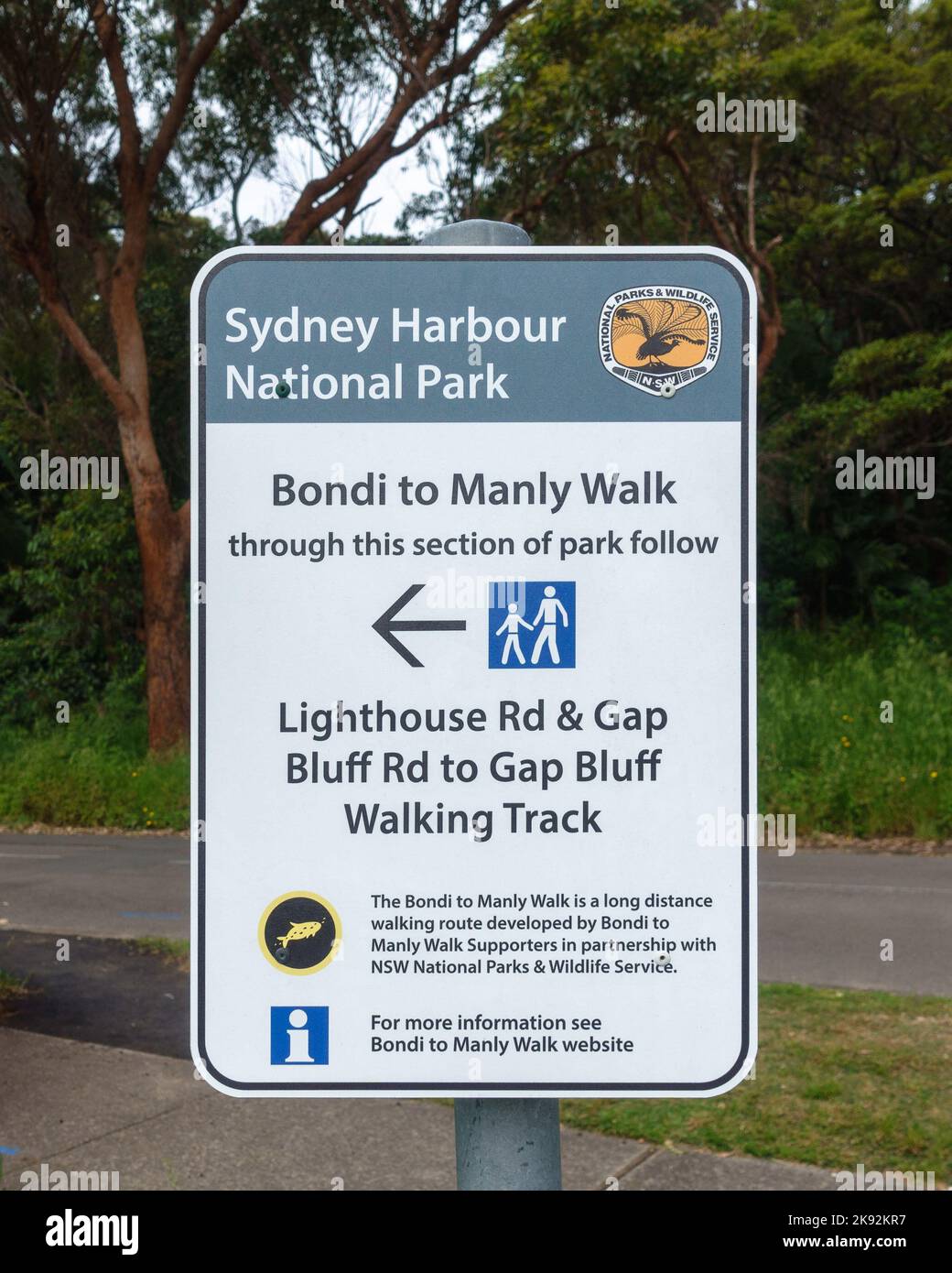 A sign for the Bondi to Many Walk in the Watson's Bay area of Sydney ...