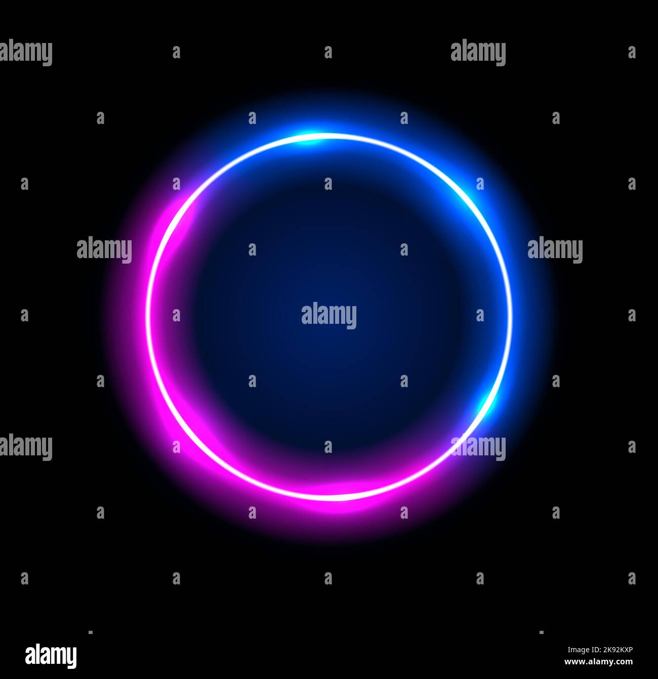 Neon light frame box line circle background. Led neon glow vector shape ...