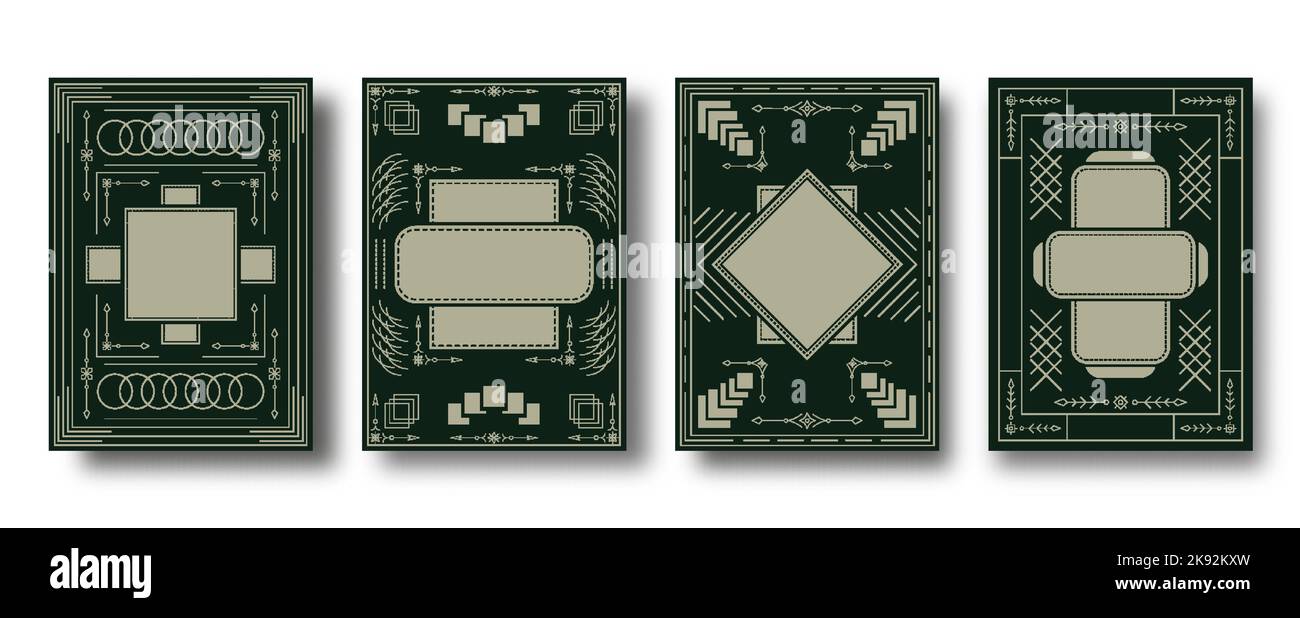 Vintage notebook cover set. Golden engraving pattern template with copy ...