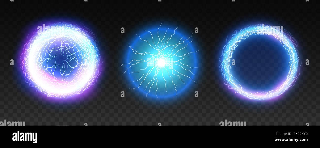 Electric lightning ball energy magic effect burst sphere. Vector power ...