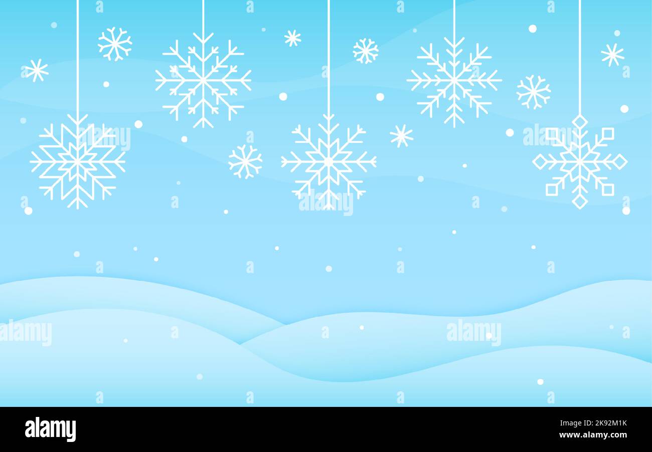 Winter snowy blue banner snowflake christmas card. Holiday new year ...