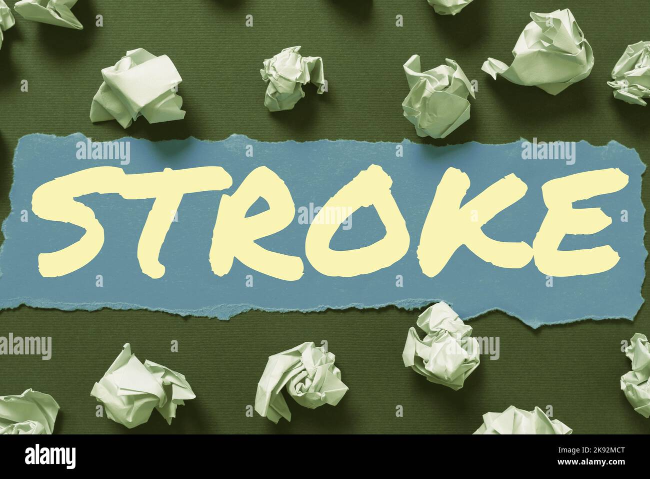 Text caption presenting Stroke. Word for caused by bleeding into brain tissue when a blood ...