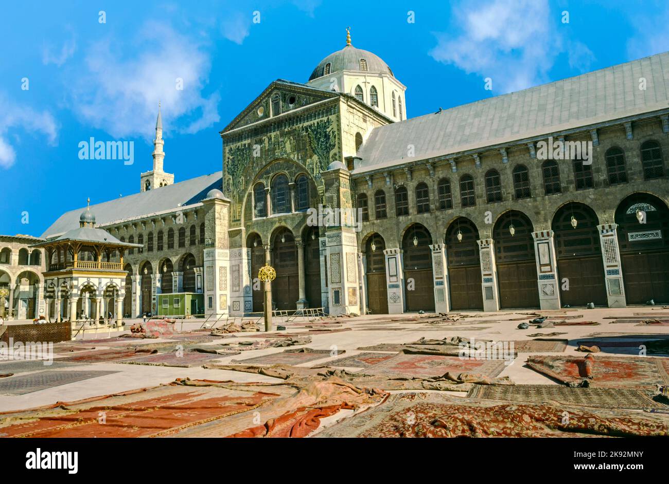 Damascus, Syria - July 24, 1996: The Omayyad Mosque with clear blue sky ...